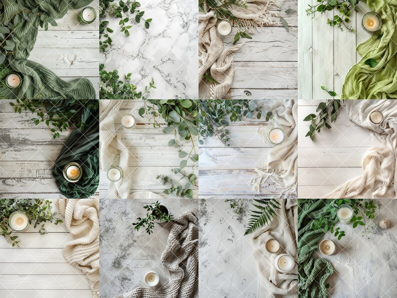 30 JPEG X Greenery Table Flat Lay Mockup Bundle | Add Your Own Products ...