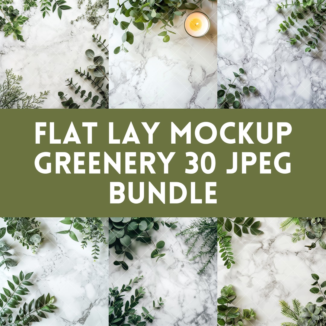 30 JPEG X Greenery Table Flat Lay Mockup Bundle | Add Your Own Products ...