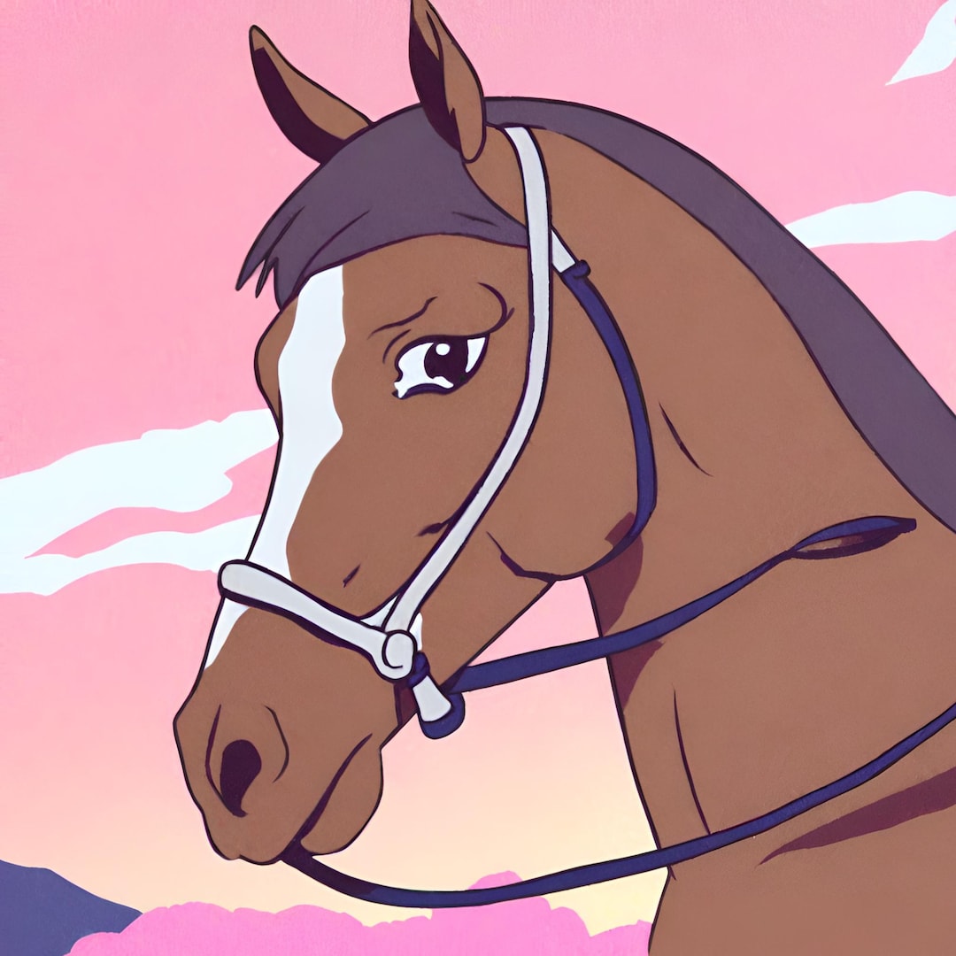 Anime Horse Digital Art, Equestrian Art, Cartoon Horse Downloadable ...