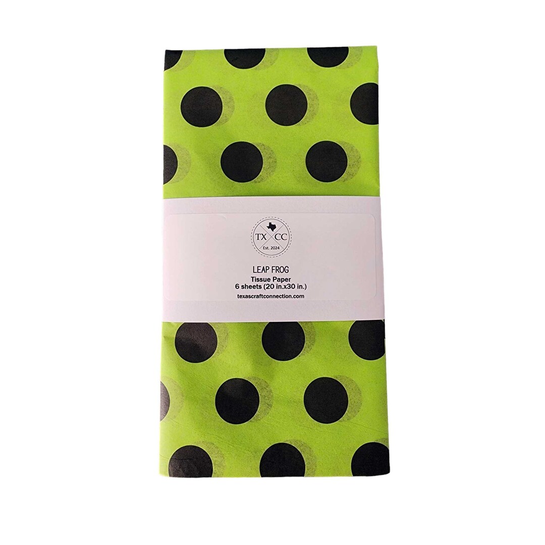 Leap Frog Tissue Paper / Lime Green and Black Dots Birthday Gift Wrap ...