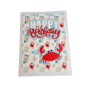 Birthday Card - Crab / Beach Theme - Etsy