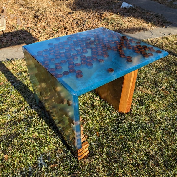 Walnut Epoxy Waterfall Table - Etsy