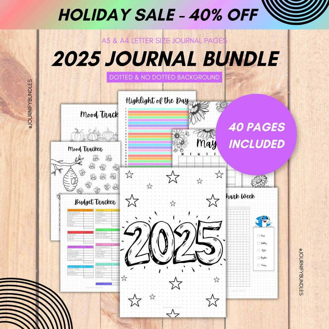 2025 JOURNAL BUNDLE - A4 & A5 Size - Printable Image - 40 Pages ...
