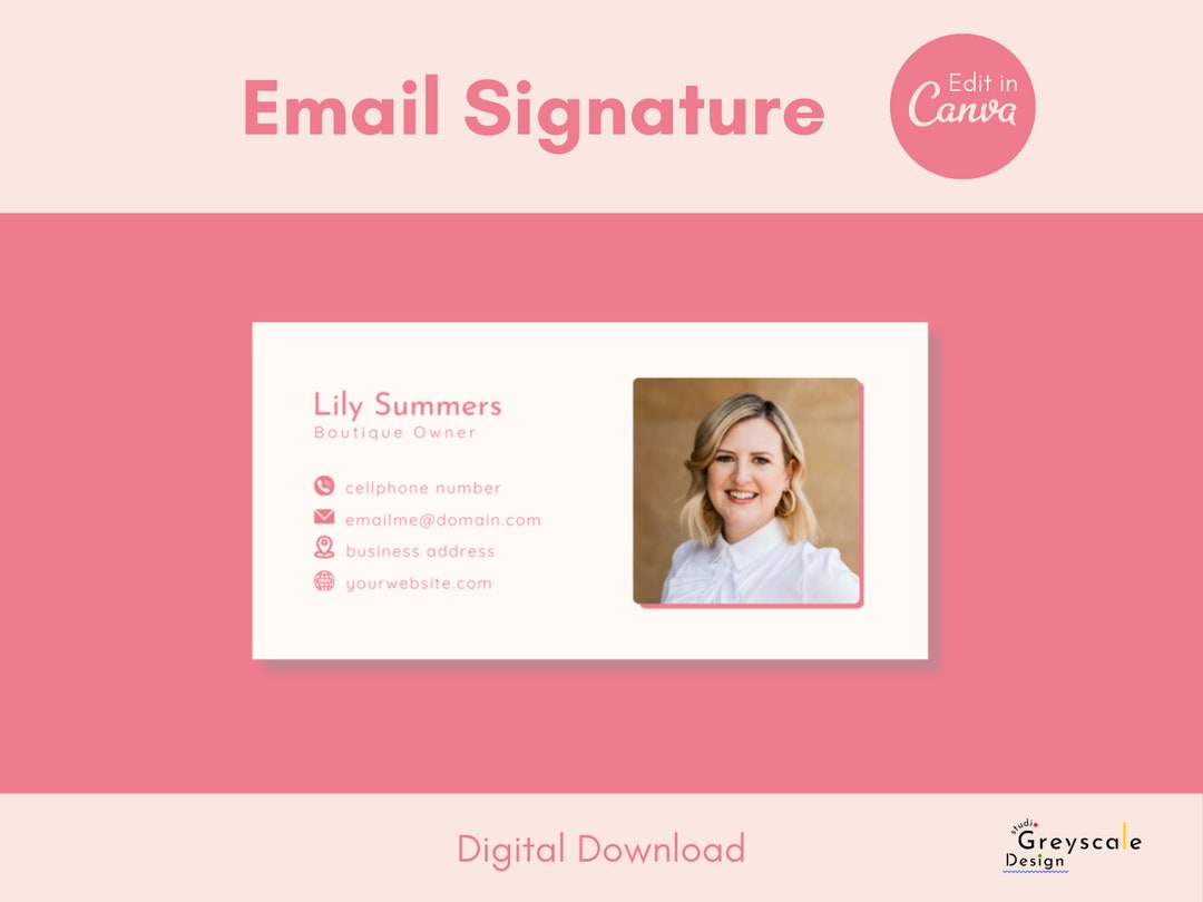 Digital Email Signature Template Canva Social Media Templates Stylish ...