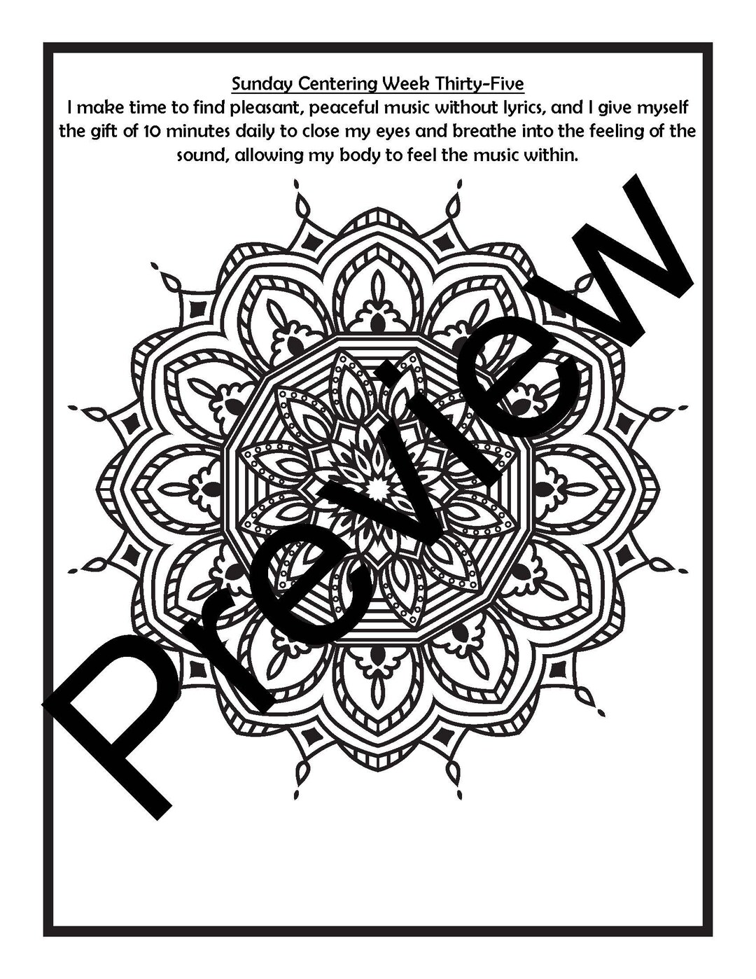 Sunday Centering Weekly Mindful Affirmation and Mandala Coloring Page ...