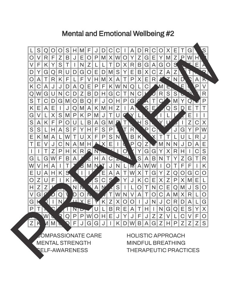 Emotional Wellbeing Word Search - Etsy