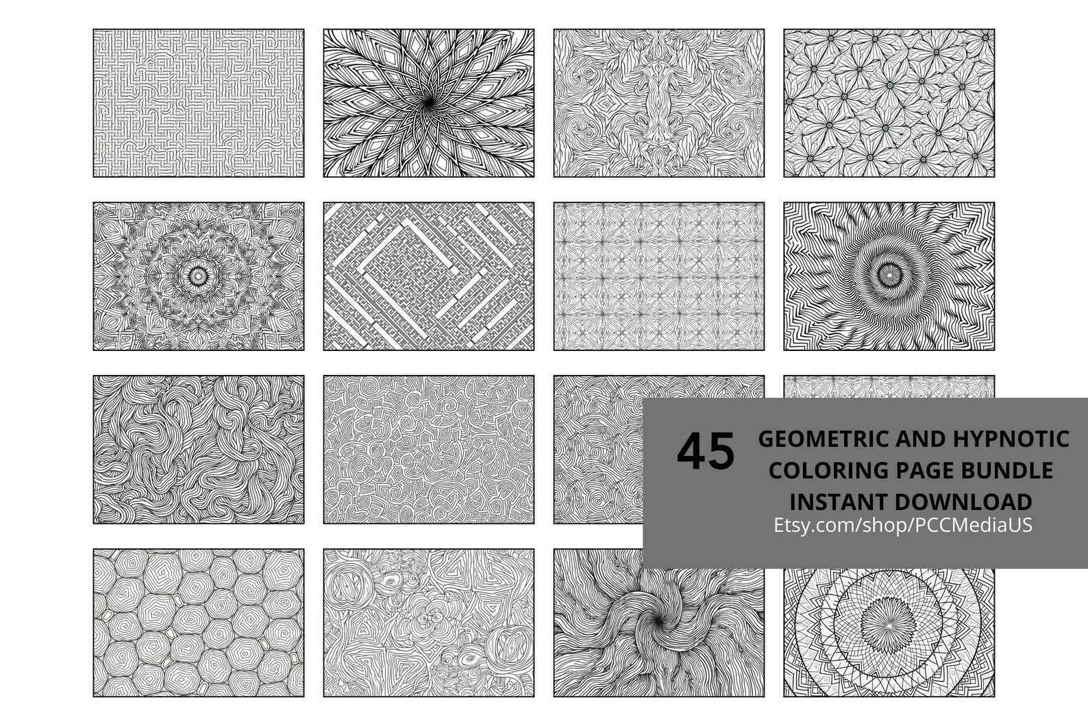 45 Geometric & Hypnotic Coloring Pages – Mindful Mandala-inspired Art ...