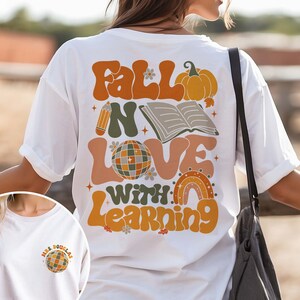 Custom Teacher Fall Shirt, Fall in Love With Learning, Thankful Teacher ...
