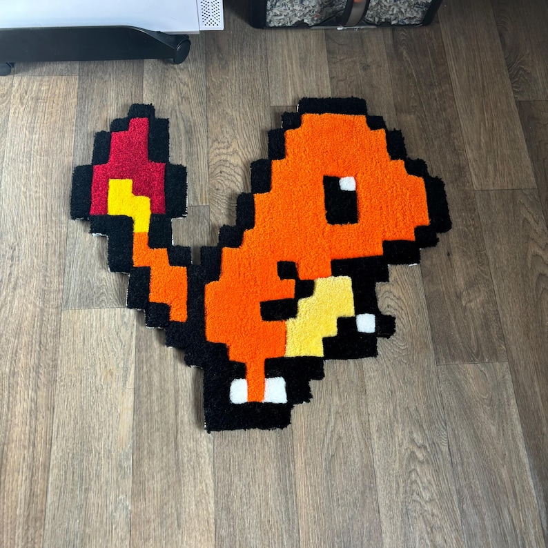 8-bit Charmander Tufted Rug - Etsy