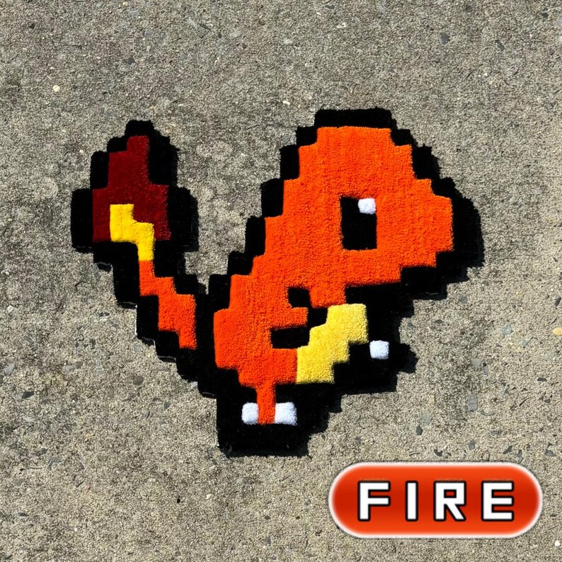 8-bit Charmander Tufted Rug - Etsy