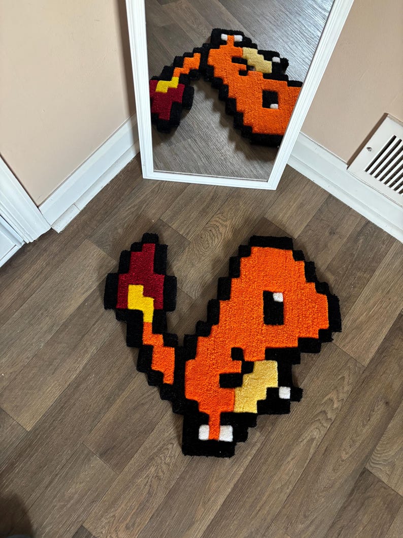 8-bit Charmander Tufted Rug - Etsy