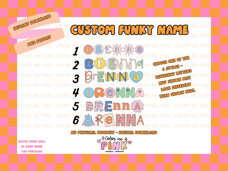 Custom Funky Name PNG Digital Download, Sublimation Design, Commercial ...