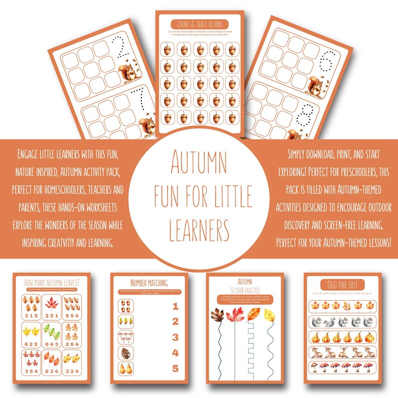 Nature Themed Preschool Worksheets - Autumn Pack - Autumn Activities ...