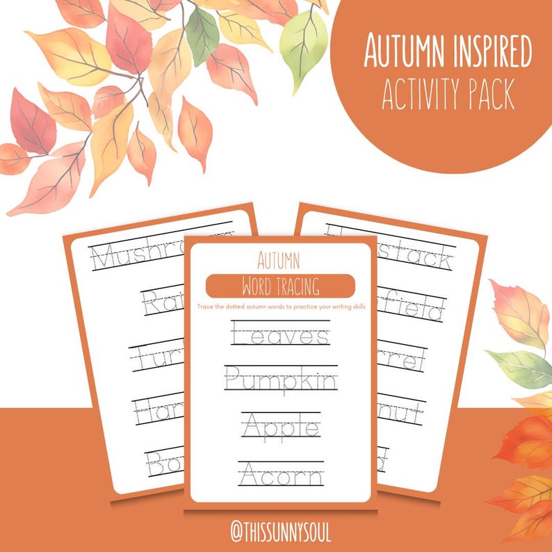 Nature Themed Preschool Worksheets - Autumn Pack - Autumn Activities ...