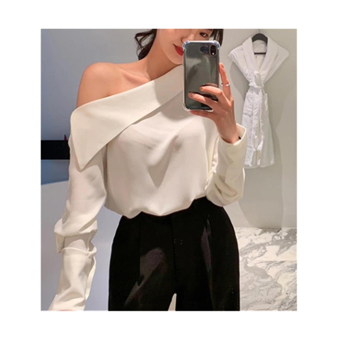 Colorfaith New 2024 Elegant Office Korean Style Lady One Shoulder Sexy ...