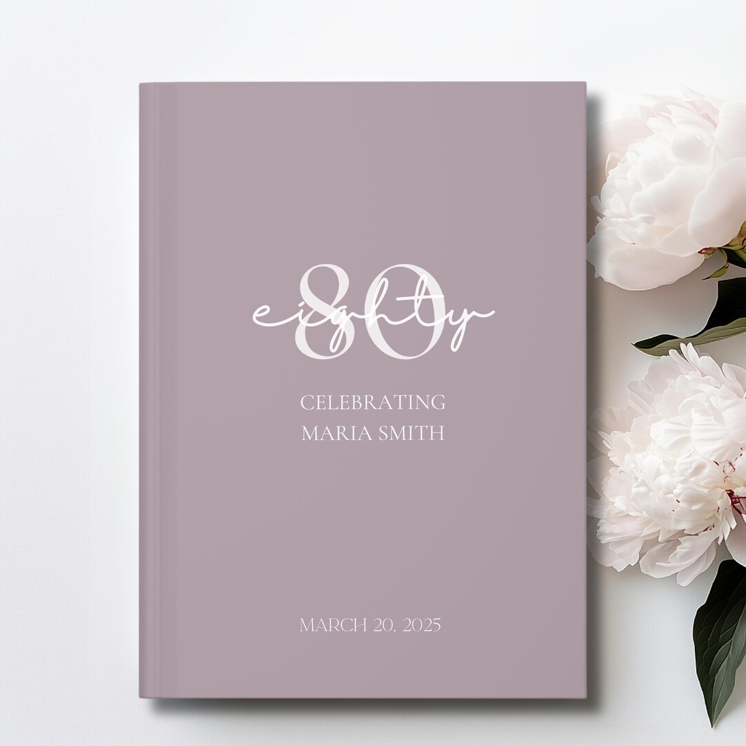 Personalized 80th Birthday Guest Book, Happy 80th Birthday Party Book ...