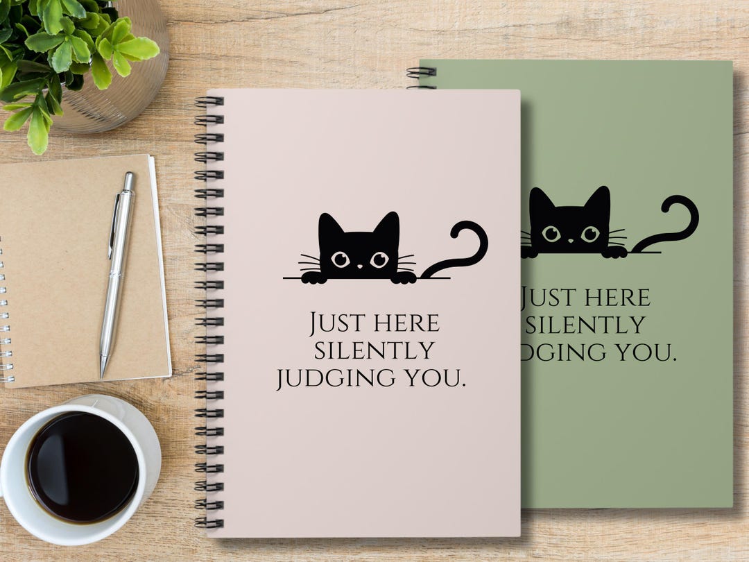 Funny Cat Spiral Notebook, Cat Inspired Notebook, Cat Dad Journal, Cat ...
