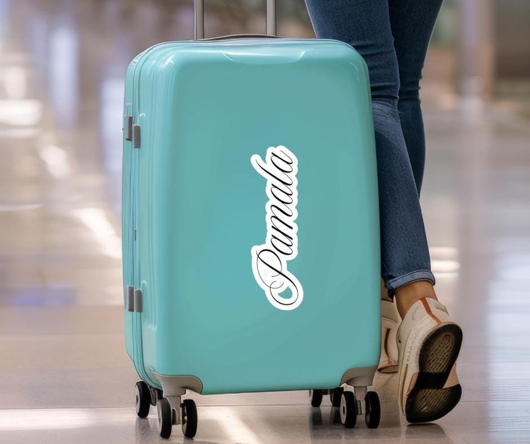Personalized Black Cursive Vinyl Name Sticker for Luggage and More ...