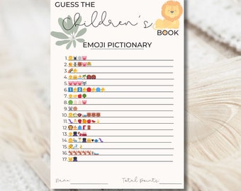 Baby Shower Game Guess the Children's Book Emoji Pictionary It's a Girl ...
