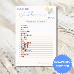 Baby Shower Game - Guess the Children's Book - Emoji Pictionary - It's ...