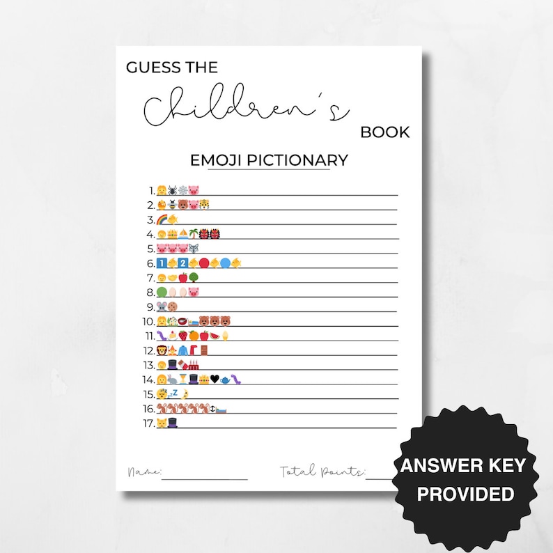 Baby Shower Game - Guess the Children's Book - Emoji Pictionary ...