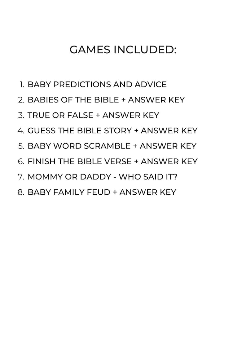 Baby Shower Game Bundle - Babies of the Bible - Instant Download ...