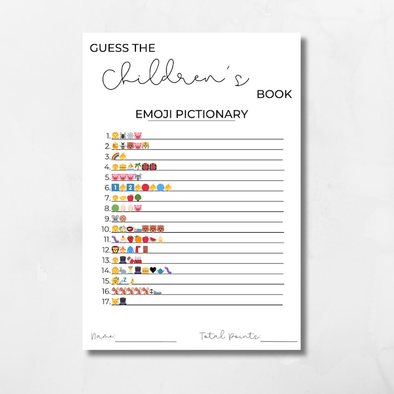 Baby Shower Game - Guess the Children's Book - Emoji Pictionary ...