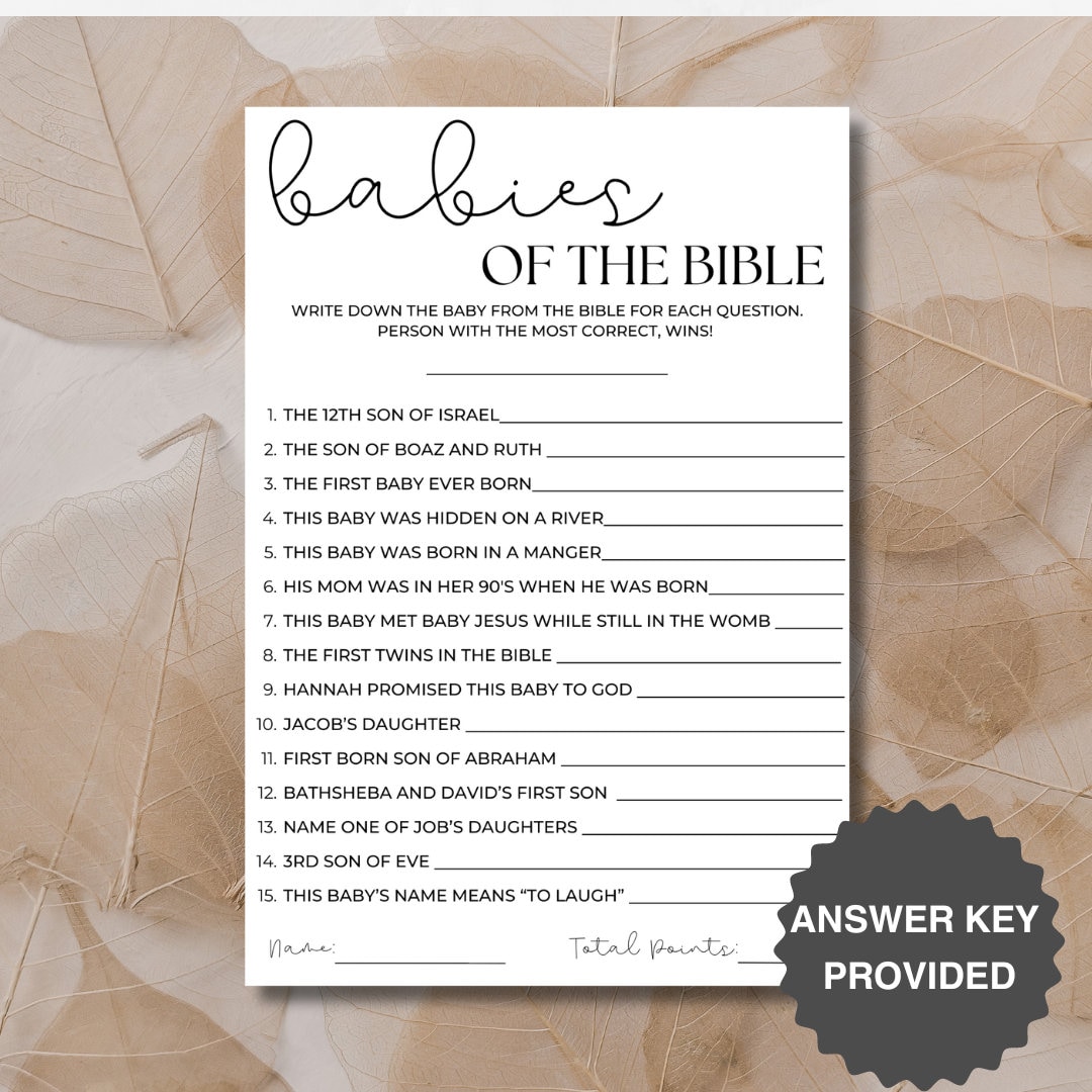 Baby Shower Game Bundle - Babies of the Bible - Instant Download ...