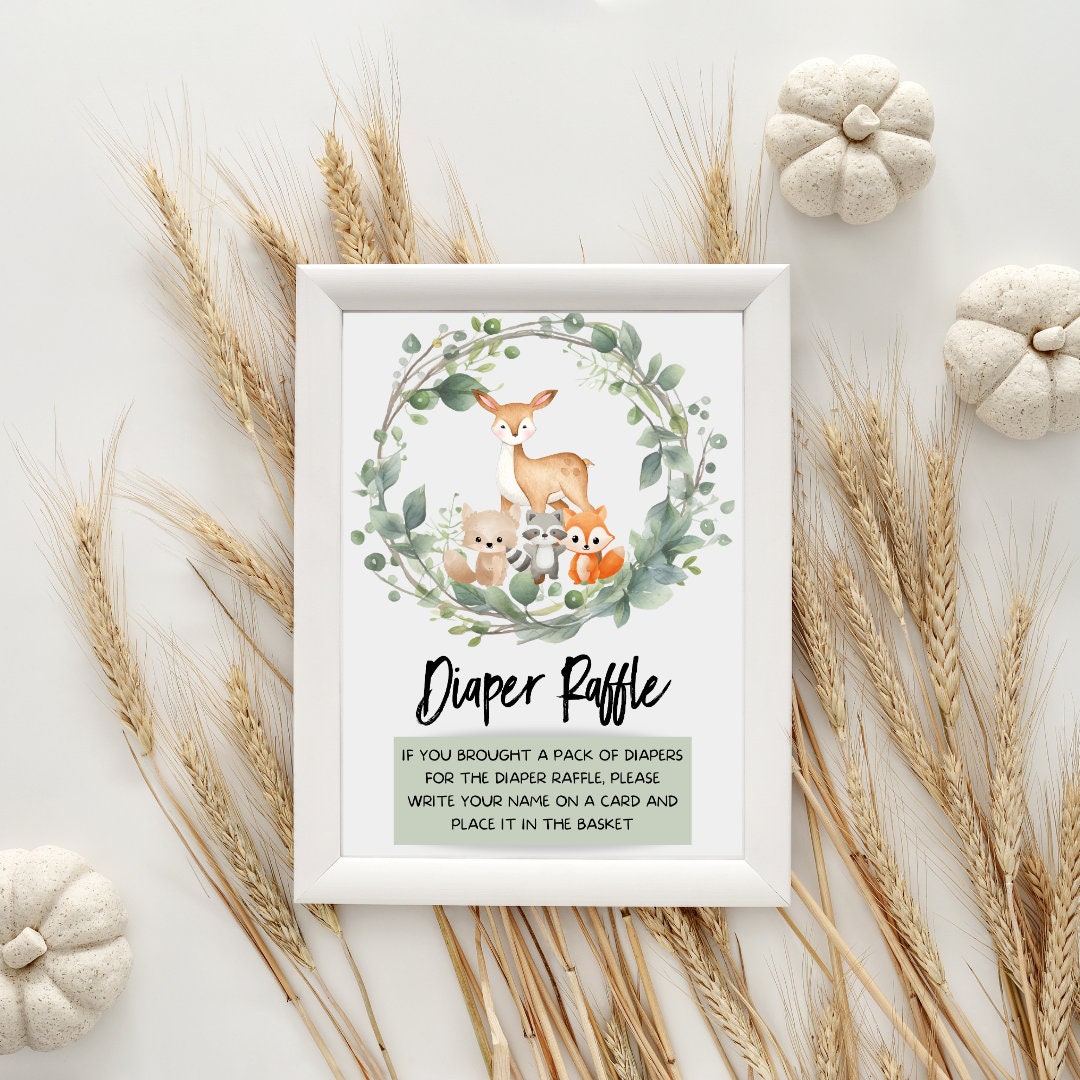 Woodland Animals Baby Shower Signs - Baby Shower Gift Signs - Diaper ...