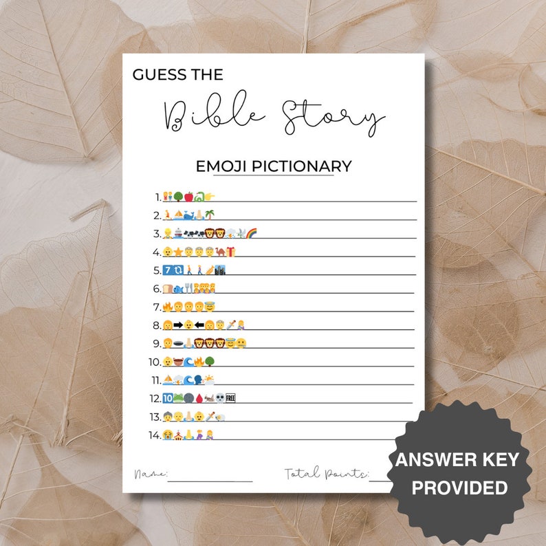 Guess the Bible Story - Baby Shower Game - Emoji Pictionary - Instant ...