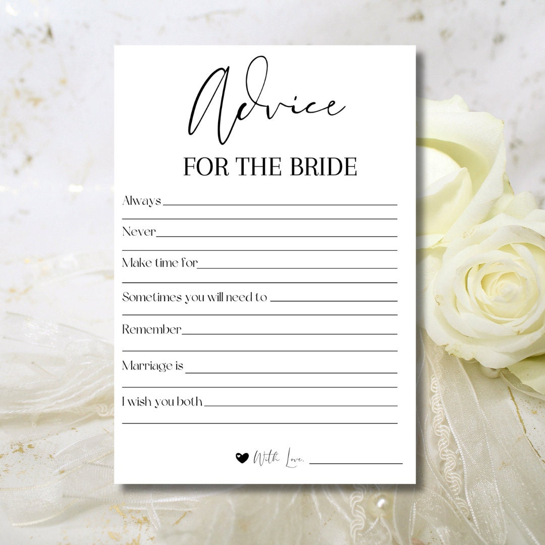 Advice for the Bride | Minimalist | Bridal Shower | Ready to Print ...
