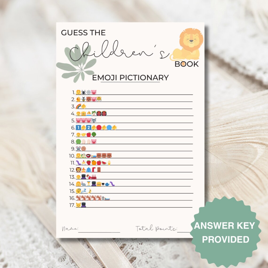 Baby Shower Game Guess the Children's Book Emoji Pictionary Safari ...