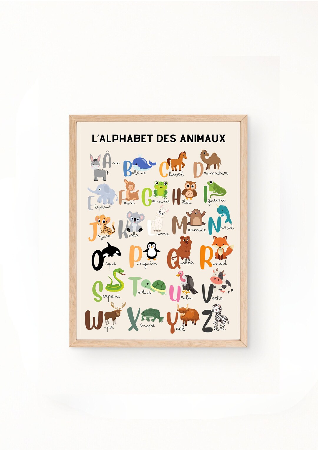 The Alphabet of Animals Poster for Children Abecedaire A4 or A3 - Etsy