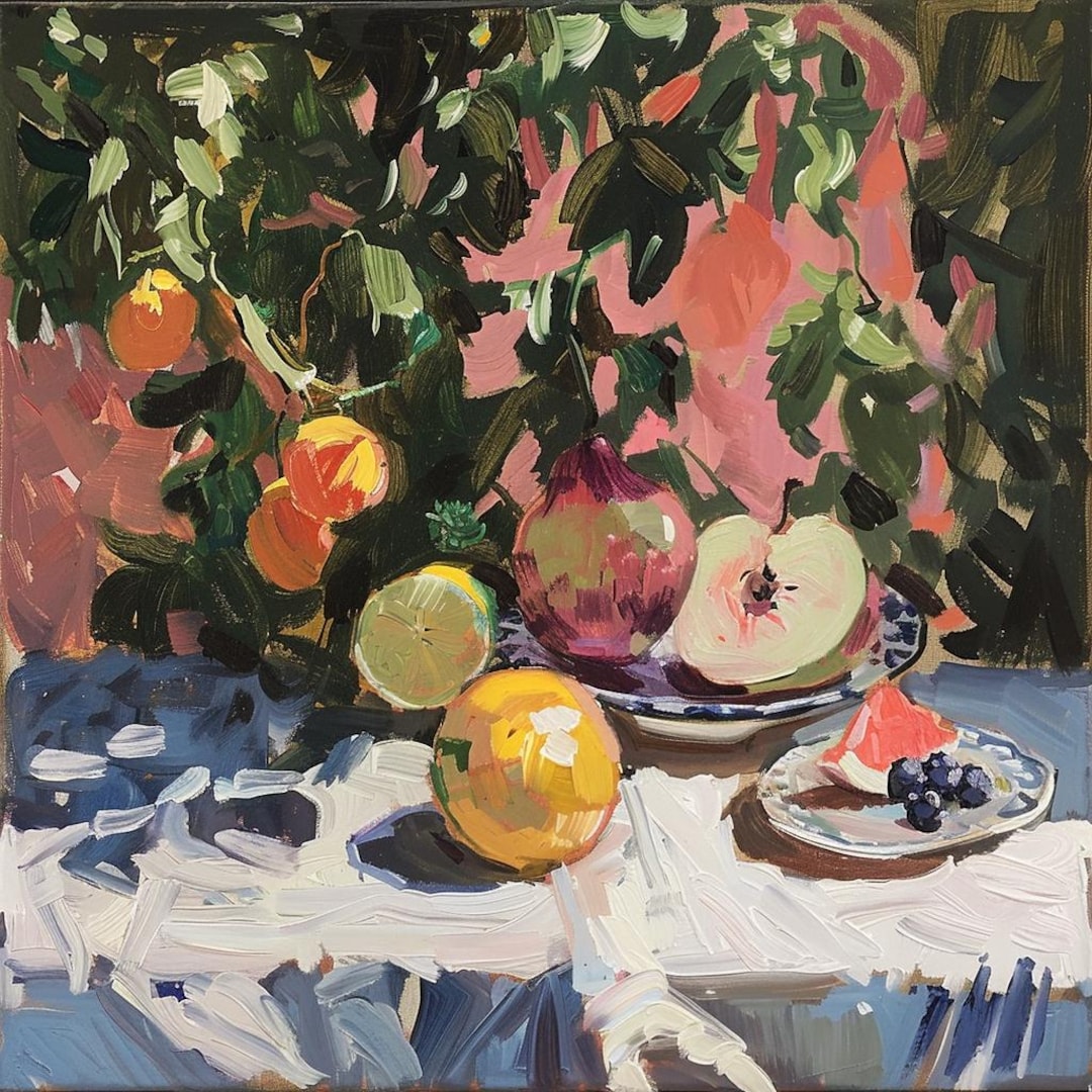 Commission Fruit Still Life Oil Painting on Canvas, Handmade ...