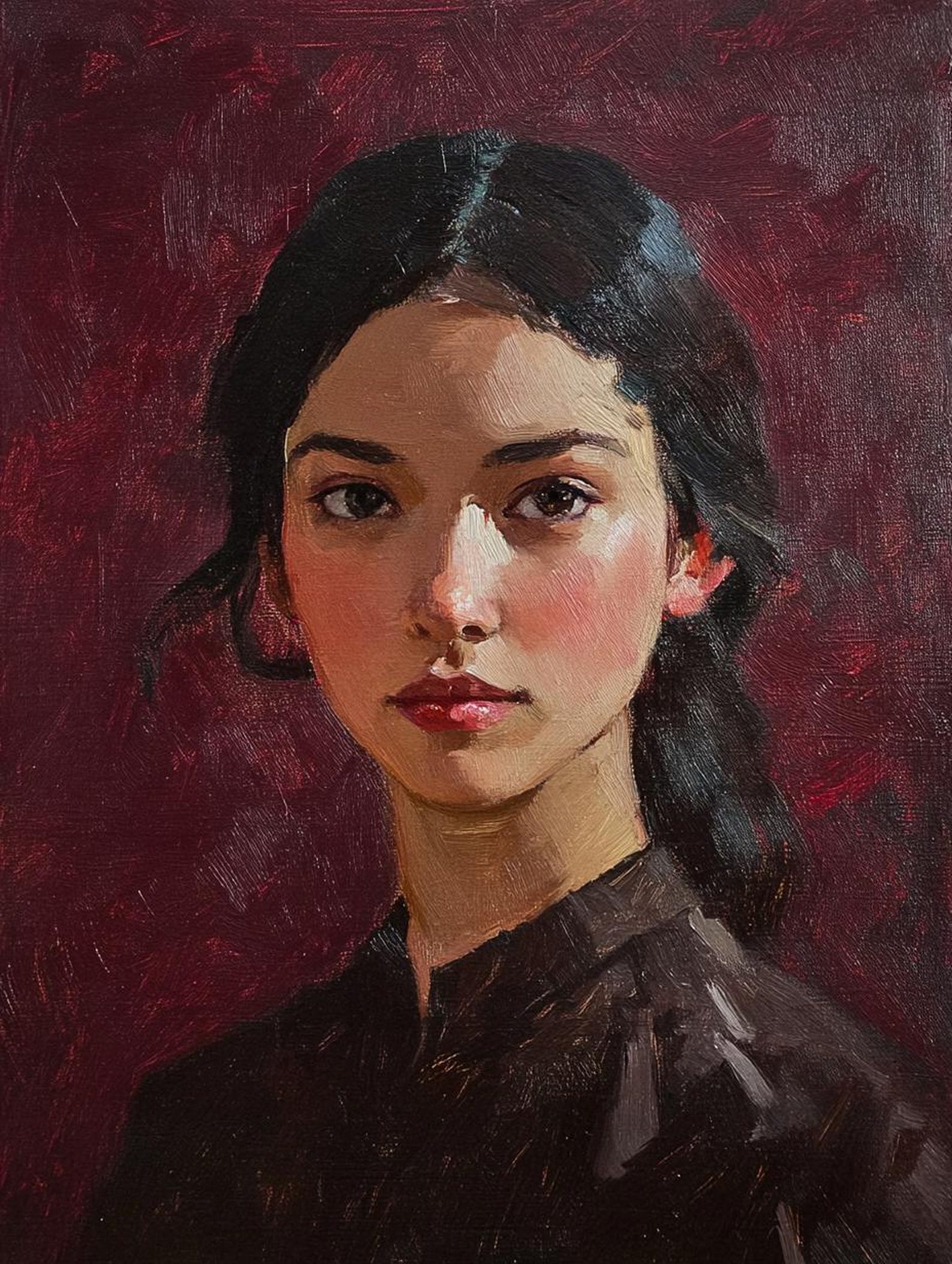 Custom Oil Portrait Painting on Canvas, Handmade Female Wall Art ...