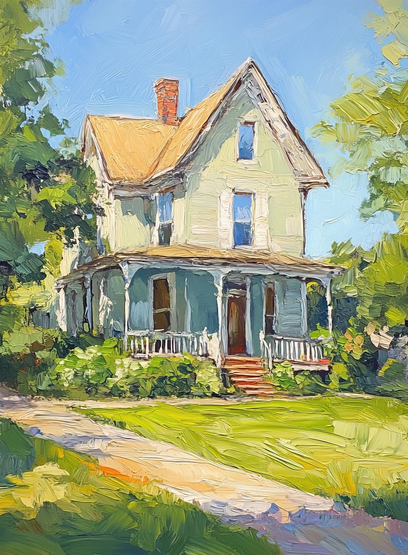 Commission Cottage Oil Painting on Canvas, Original Landscape Art ...