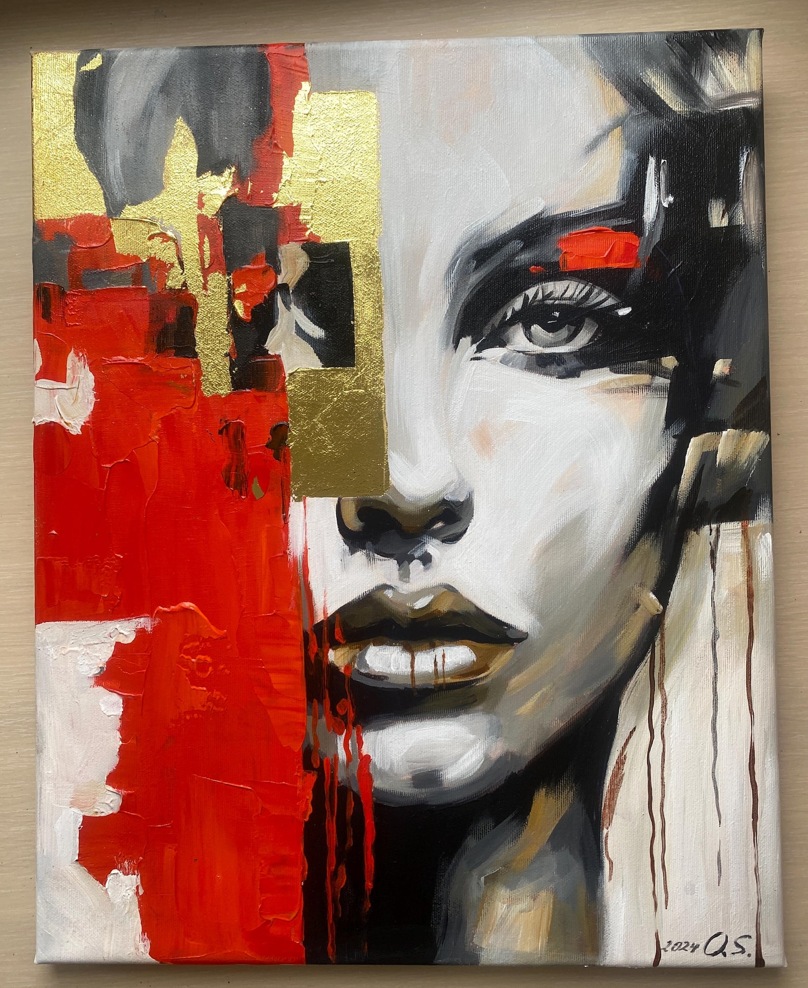 Custom Oil Portrait Painting on Canvas, Handmade Female Wall Art ...