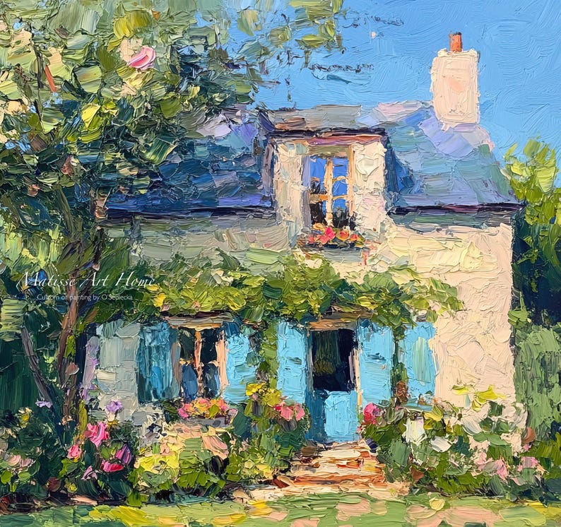 Commission Cottage Oil Painting on Canvas, Original Landscape Art ...