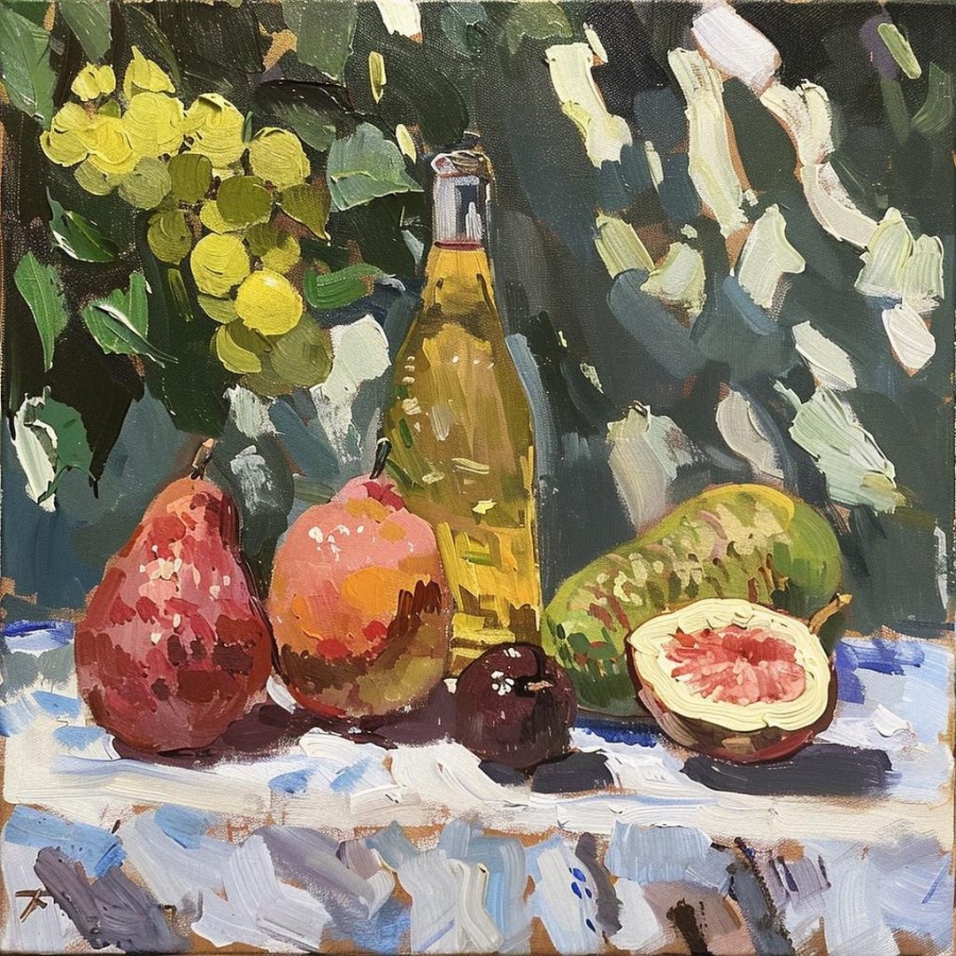 Original Oil Painting Still Life on Canvas, Impressionist Fruit Wall ...