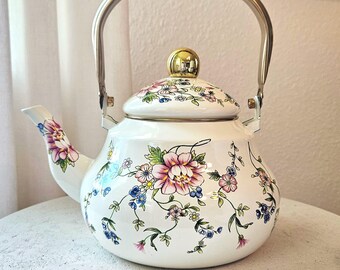 Floral Tea Kettle for Stove Top, Vintage Kettle, Tea Kettle, Kettle ...