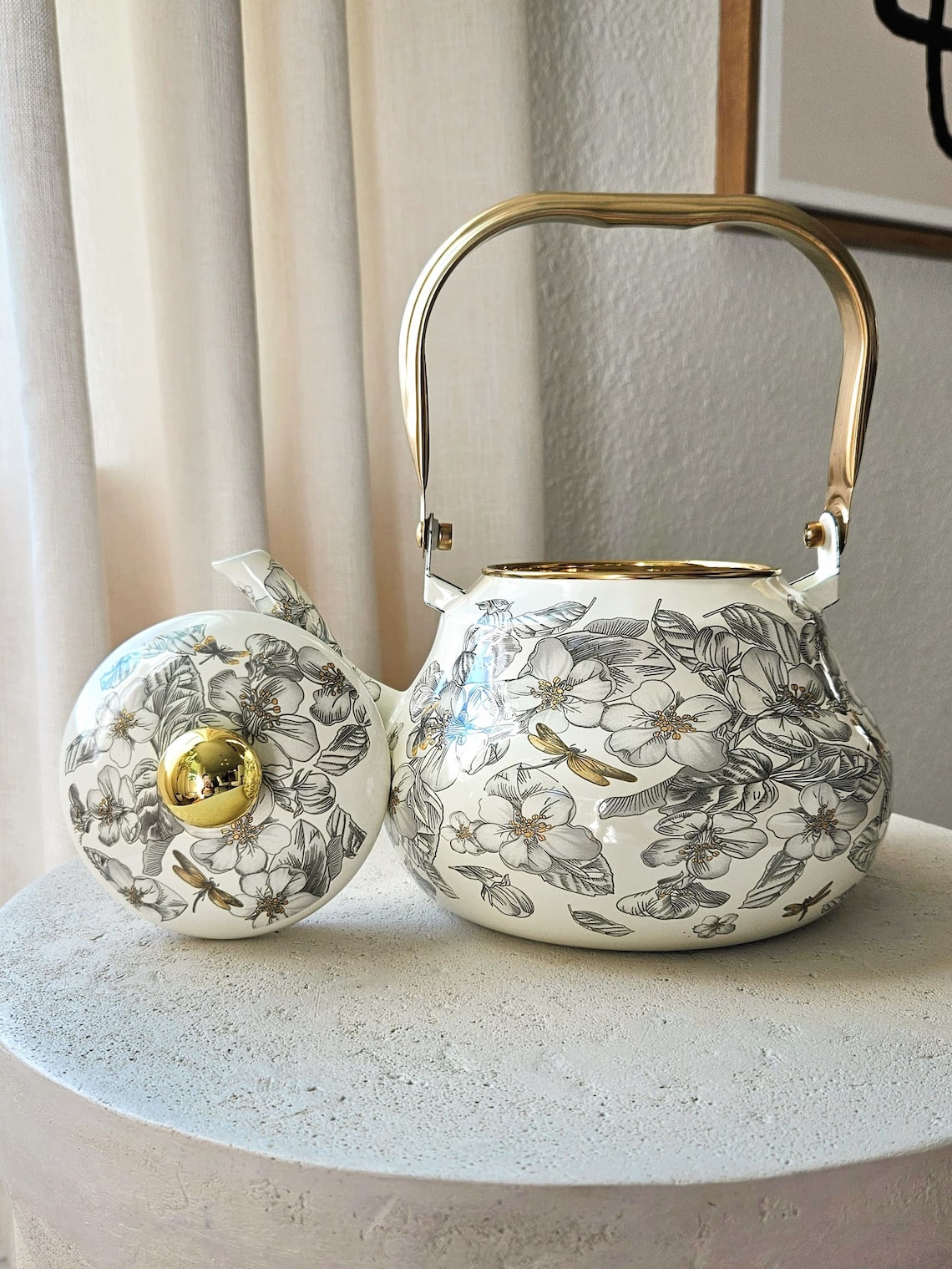 Floral Tea Kettle for Stove Top, Vintage Kettle, Tea Kettle, Kettle ...