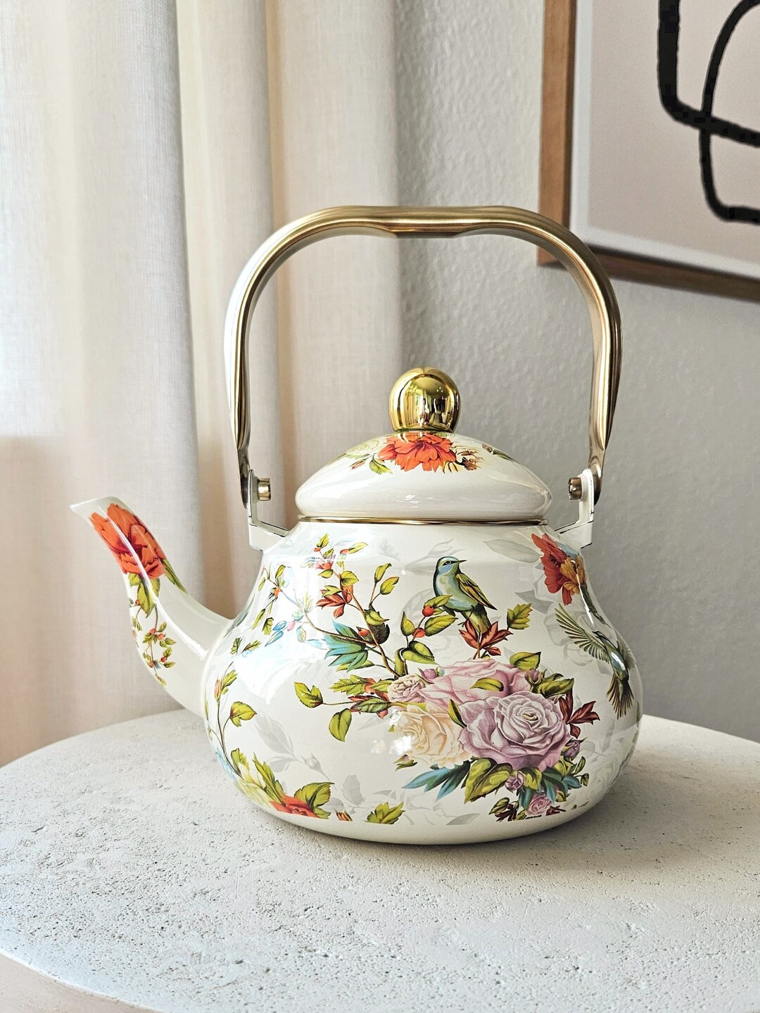 Floral Tea Kettle for Stove Top, Vintage Kettle, Tea Kettle, Kettle ...