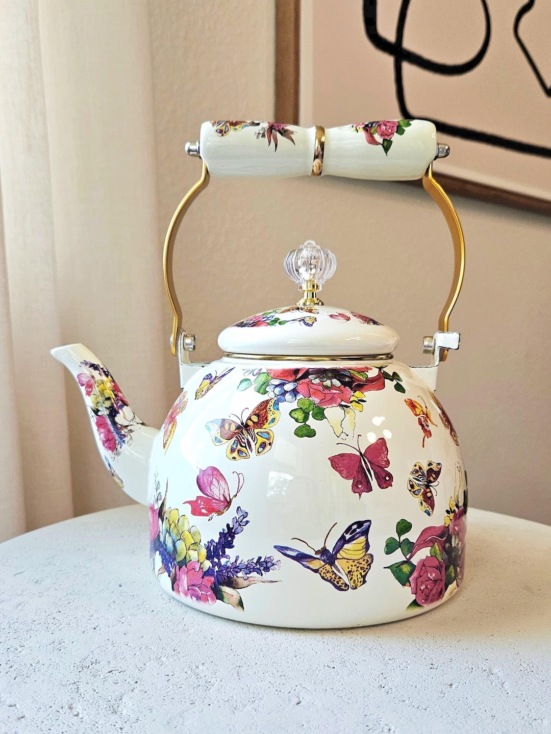 Floral Tea Kettle for Stove Top, Vintage Kettle, Tea Kettle, Kettle ...