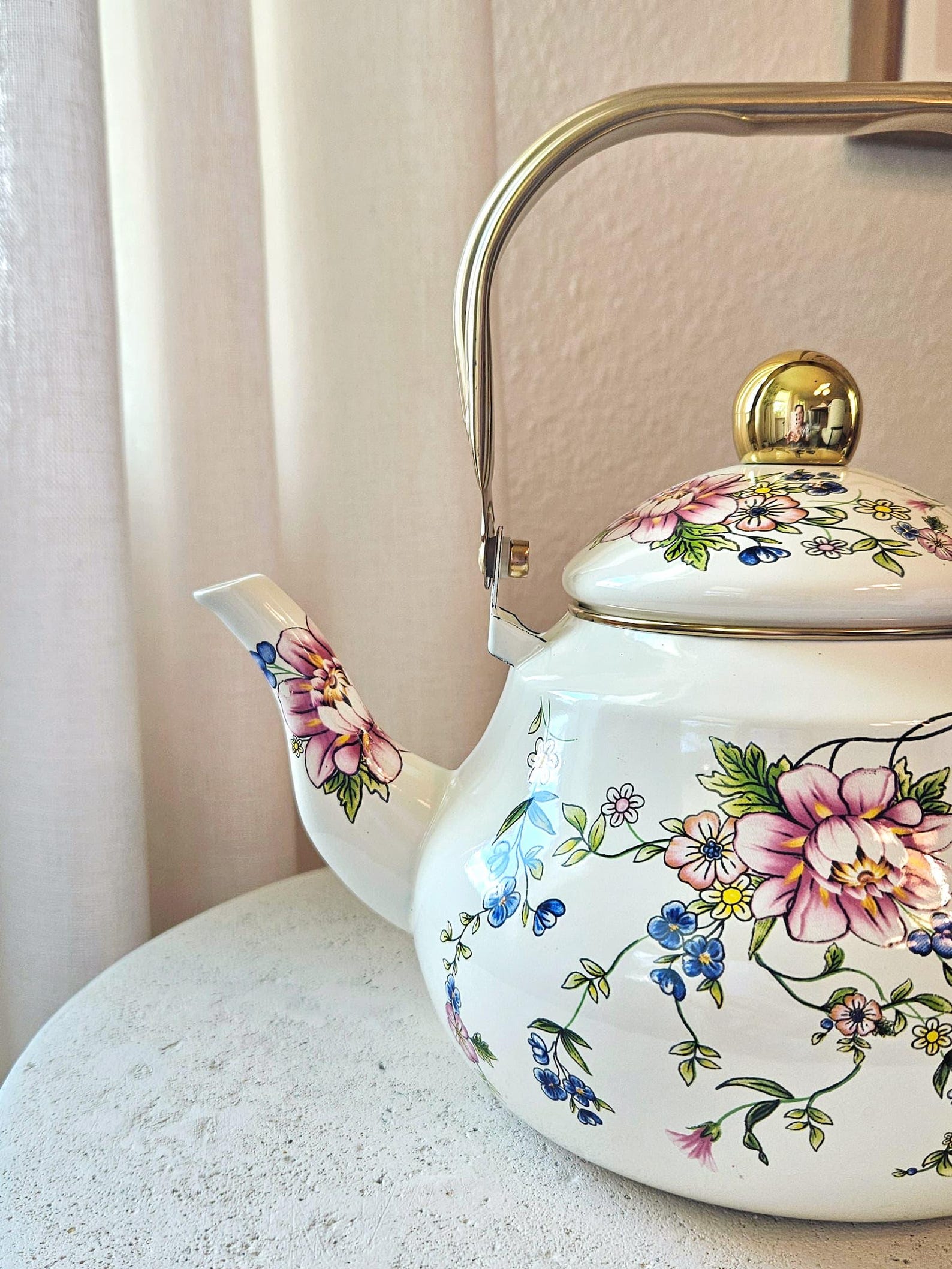 Floral Stove Top Tea Kettle - 2.0L - for Gas, Induction, Electric, Wood ...