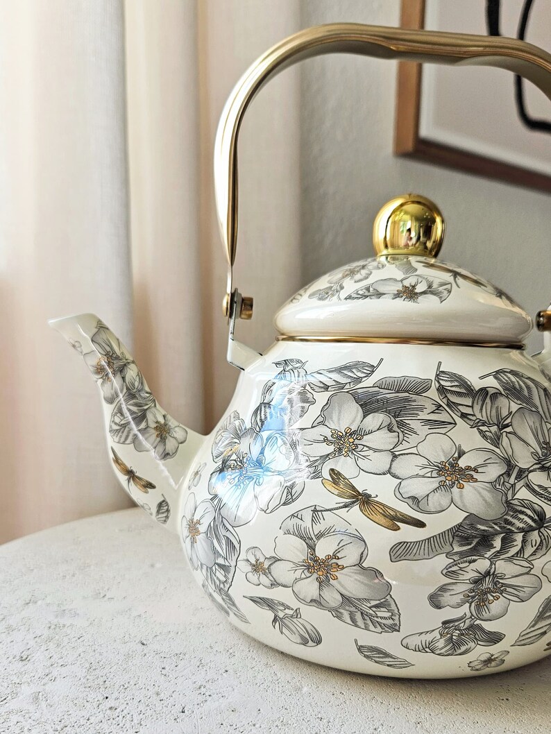 Floral Tea Kettle for Stove Top, Vintage Kettle, Tea Kettle, Kettle ...