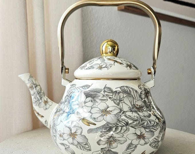 Floral Tea Kettle for Stove Top, Vintage Kettle, Tea Kettle, Kettle ...