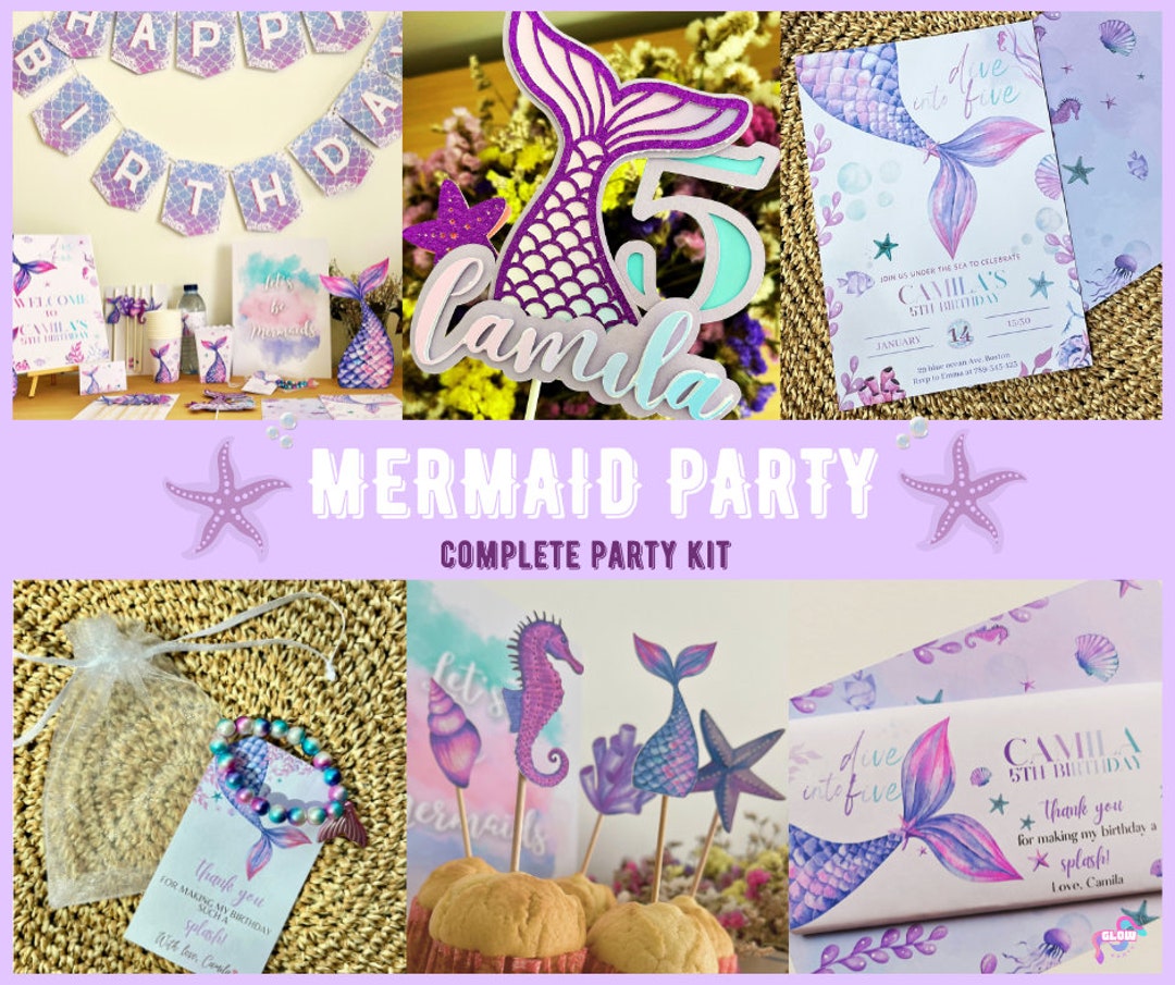 Party Box, Personalized Party Kit, Mermaid Theme, Physical and ...