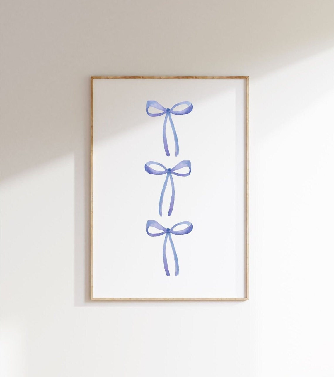 Blue Bow Print Set of 2 Preppy Aesthetic Wall Art Print Watercolor Bows ...