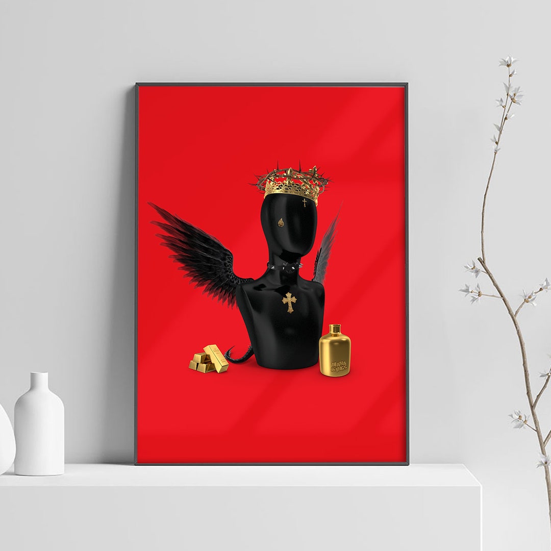 Black and Red Angel Mannequin Luxury Wall Art Print Abstract Jesus Wall ...