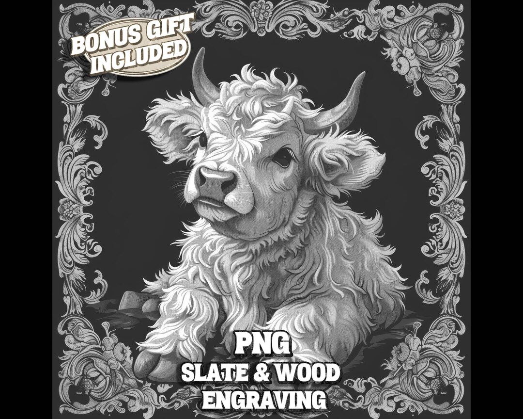 Baby Highland Cow Laser Engraving PNG, Cute Highland Cow PNG, Highland ...